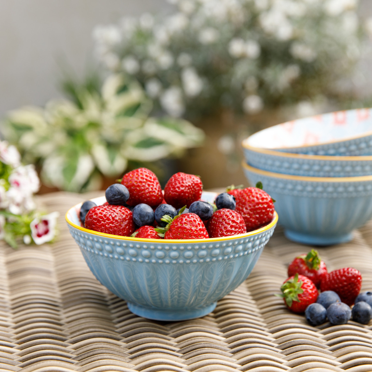KitchenCraft Blue Mosaic Ceramic Bowl, 16cm - Lifetime Brands Europe