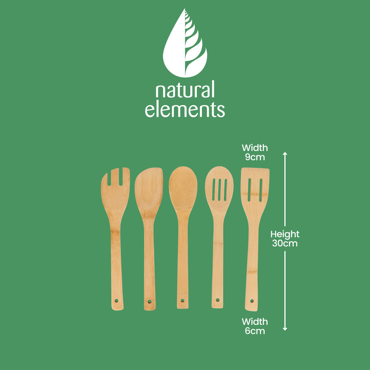 Natural Elements 5-Piece Bamboo Cooking Utensils Set - Lifetime Brands ...