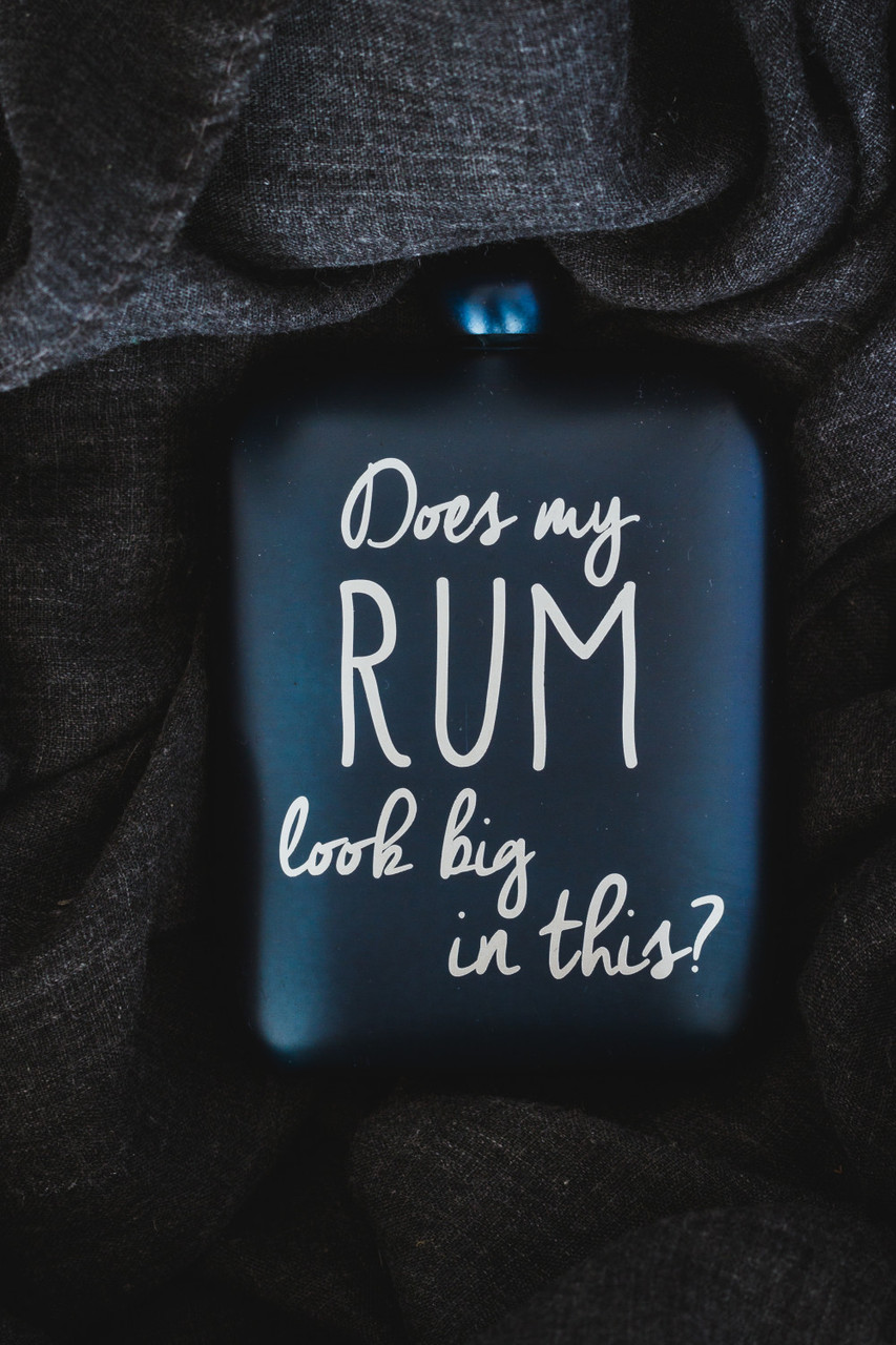 BarCraft Display of Six Blue Stainless Steel 'Does my rum look big in ...