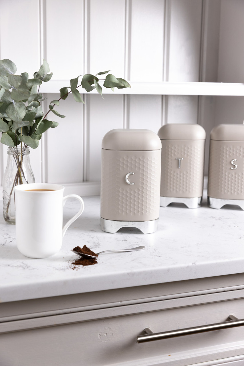 KitchenCraft Lovello Textured Coffee Canister, Latte Cream - Lifetime ...