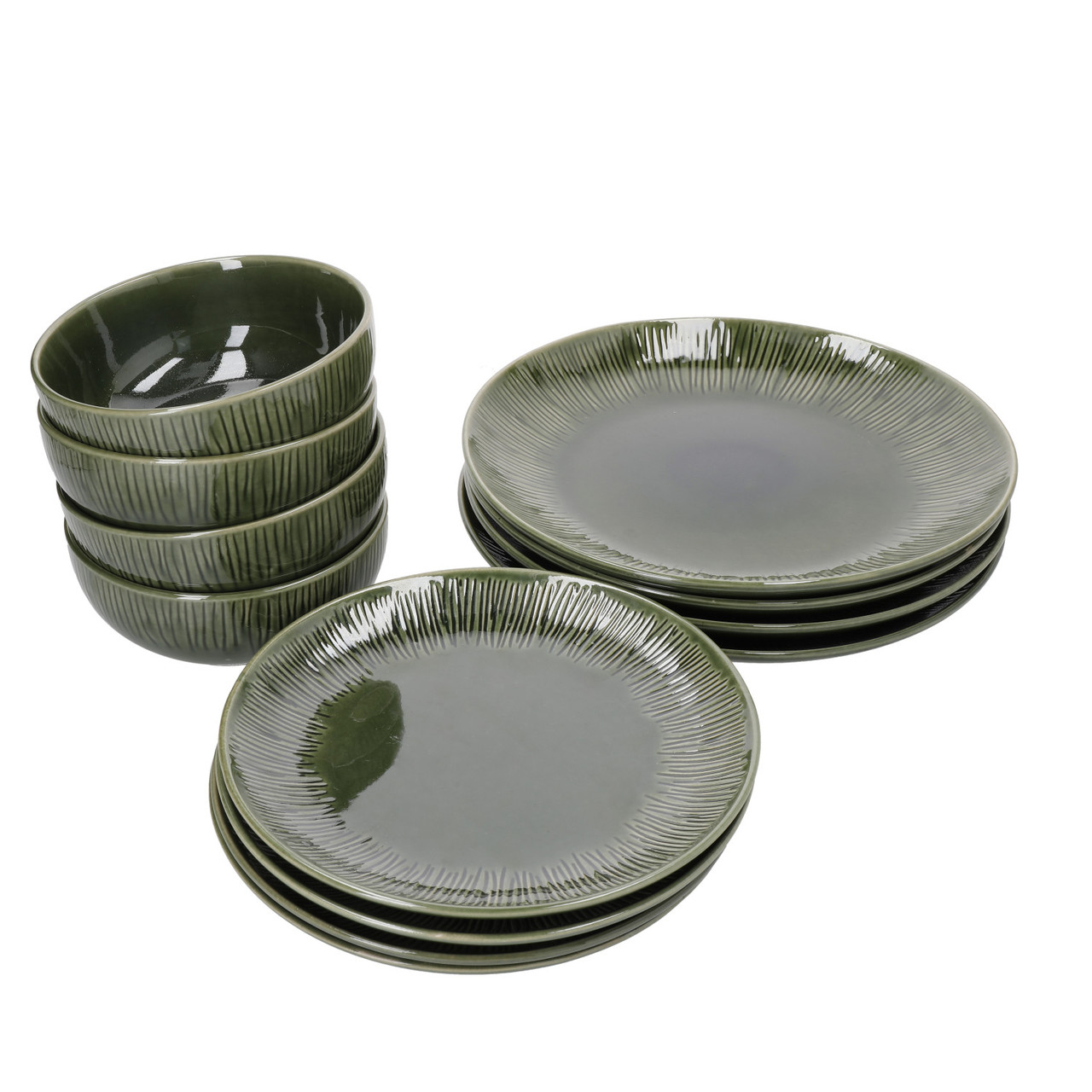 Mikasa Jardin 12-Piece Stoneware Dinner Set, Green - Lifetime Brands Europe