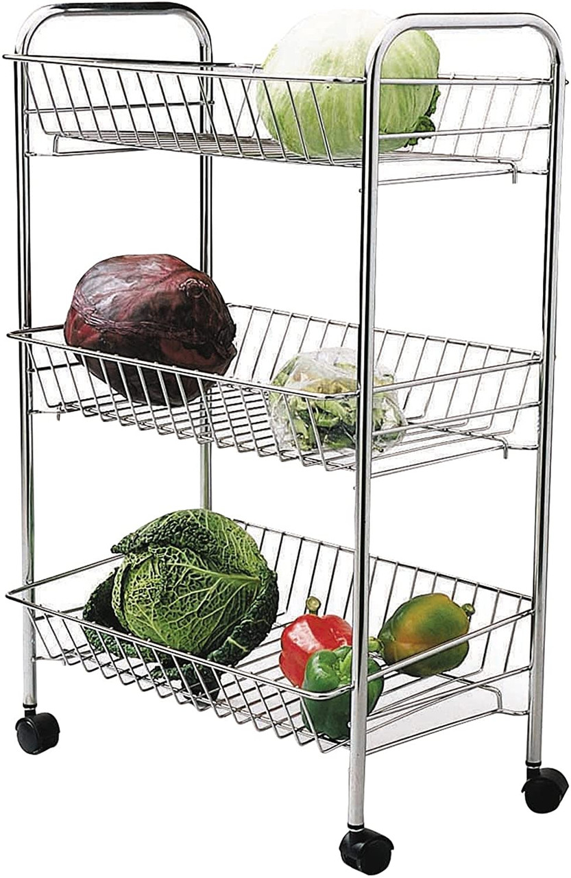 KitchenCraft Chrome Plated Three Tier Trolley - Lifetime Brands Europe