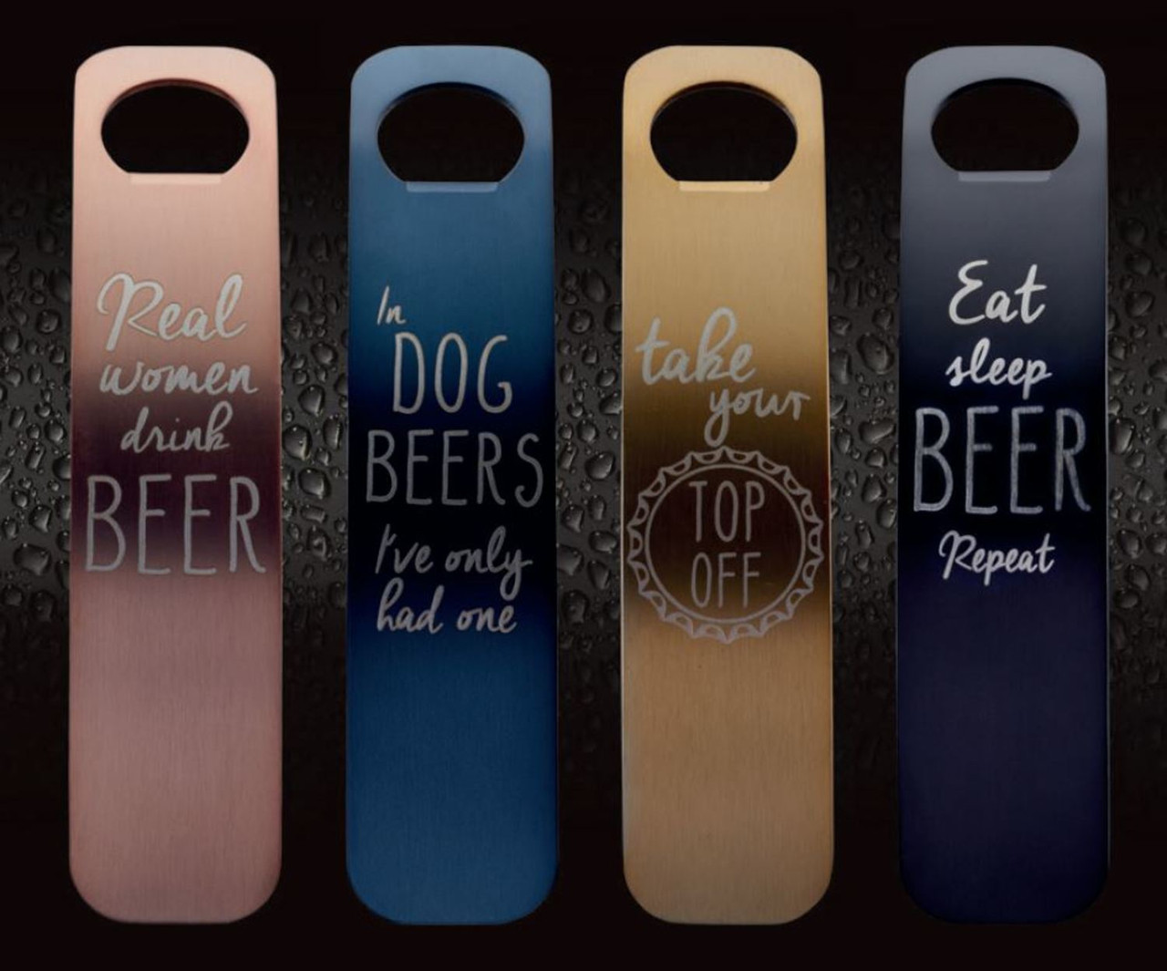 BarCraft Display of Twenty-Four Stainless Steel Slogan Bar Blade Bottle ...