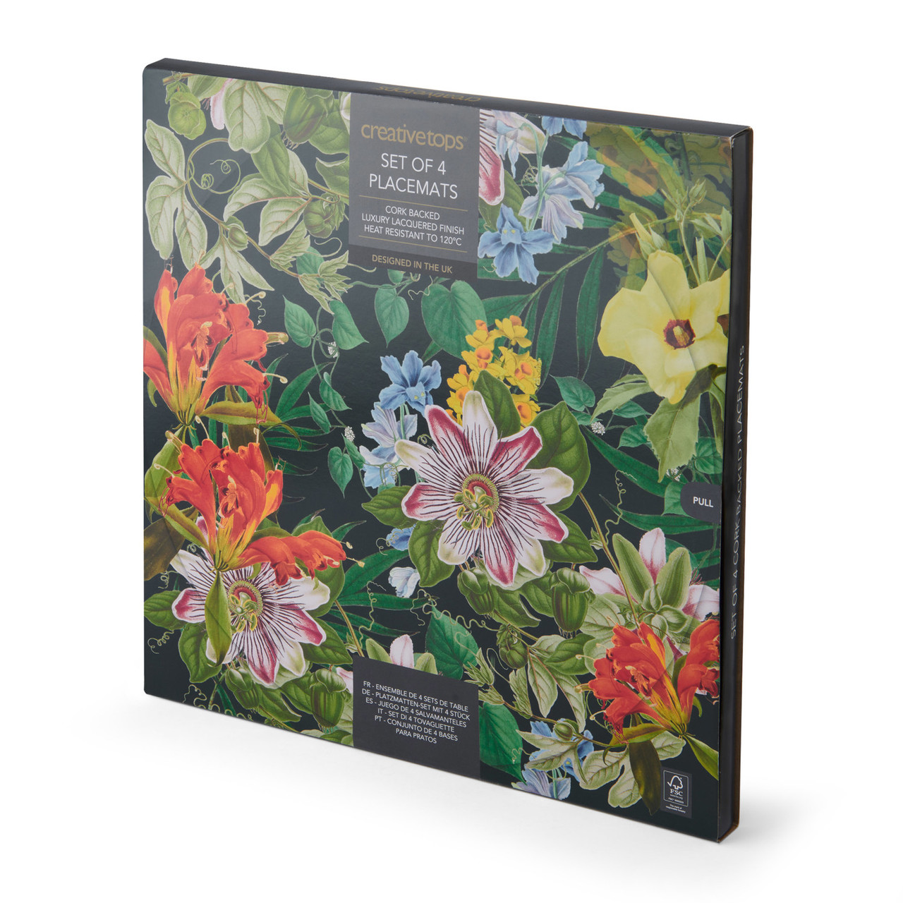 Creative Tops Floral Pack of 4 Premium Round Placemats - Lifetime ...
