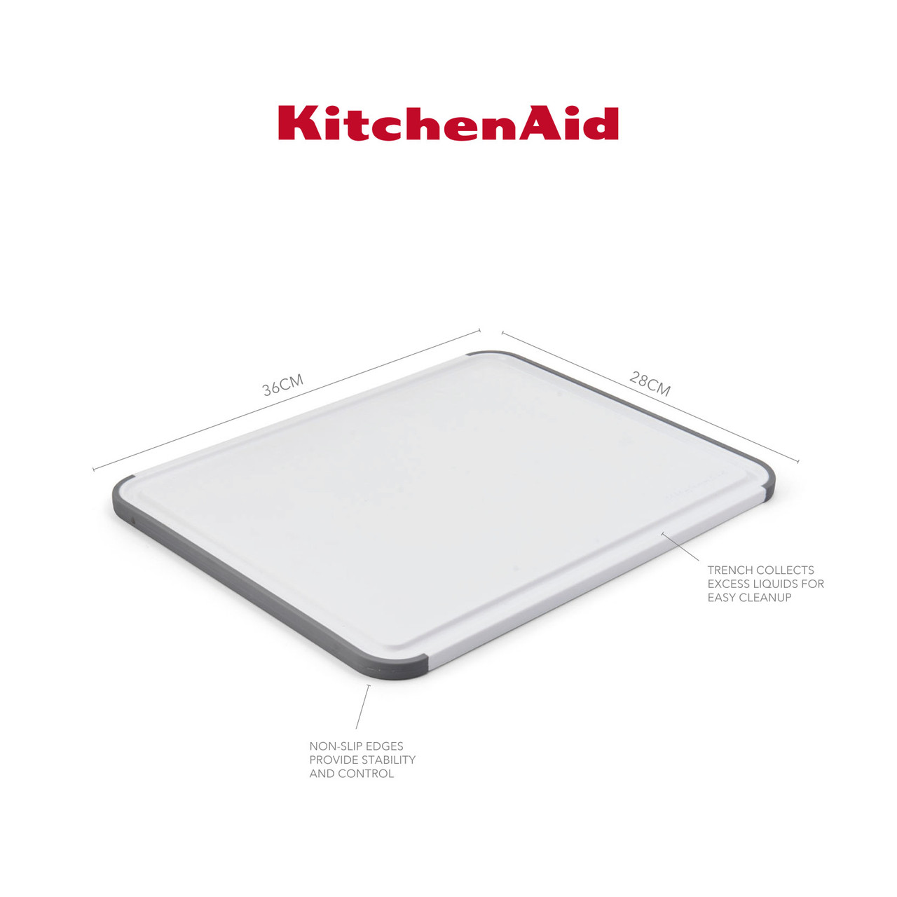 KitchenAid Classic Polypropylene Non-slip Chopping Board, 35 x 28cm ...