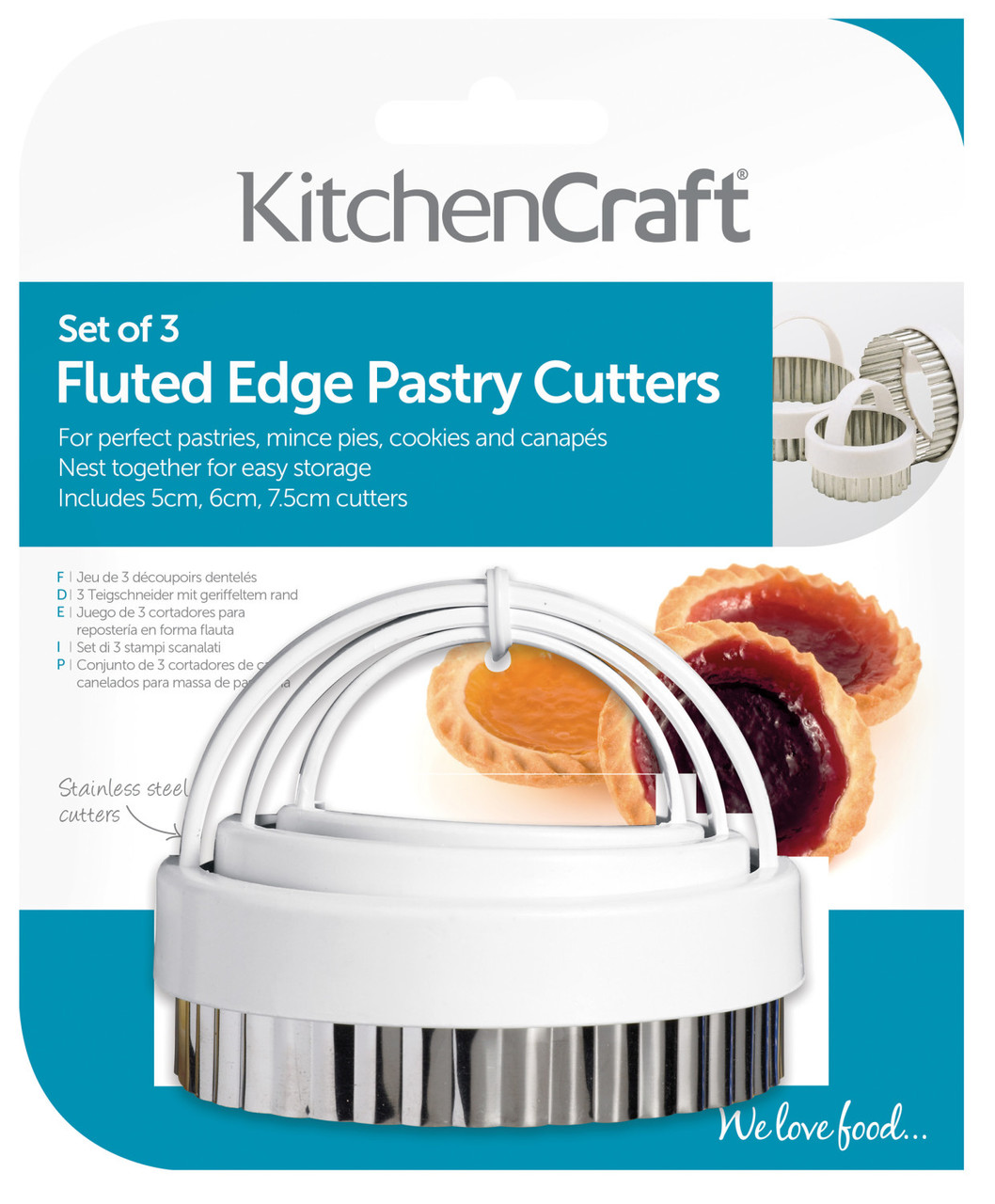 KitchenCraft Set of Three Fluted Pastry Cutters - Lifetime Brands Europe