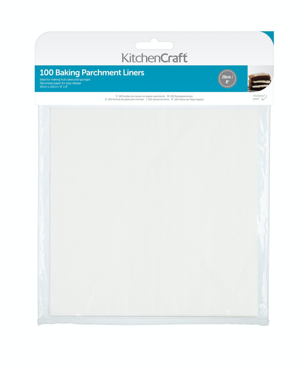KitchenCraft Square 20cm Siliconised Baking Papers - Lifetime Brands Europe