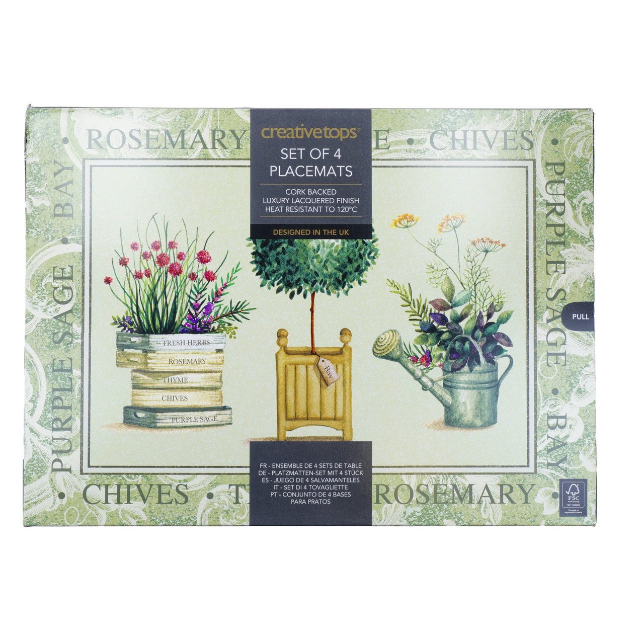 Creative Tops Topiary Pack Of 4 Large Premium Placemats Lifetime