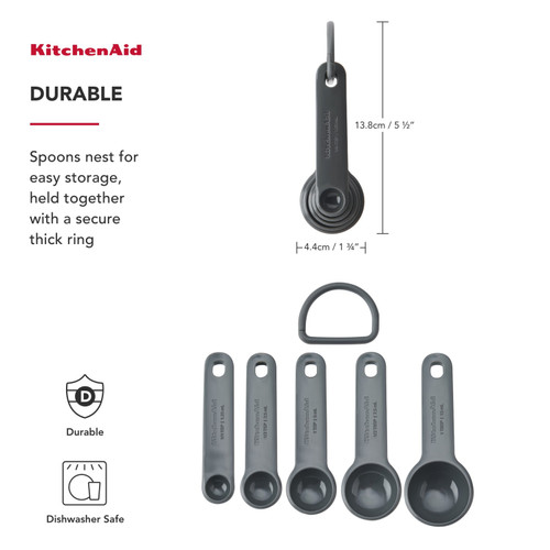 KitchenAid 5pc Measuring Spoon Set - Charcoal Grey - Lifetime Brands Europe