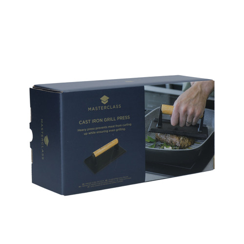 MasterClass Cast Iron Grill Press with Wooden Handle - Lifetime Brands ...