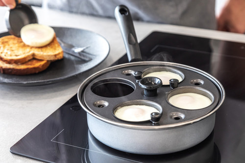 KitchenCraft Aluminium Coated Carbon Steel Four Hole Egg Poacher ...