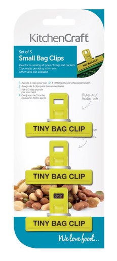 KitchenCraft Set of 3 Small Plastic Bag Clips - Lifetime Brands Europe