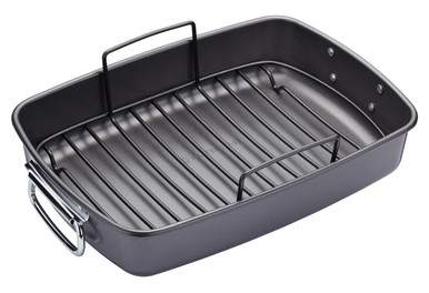 MasterClass Non-Stick Roasting Pan with Rack, 40cm x 28cm - Lifetime ...
