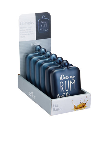 BarCraft Display of Six Blue Stainless Steel 'Does my rum look big in ...