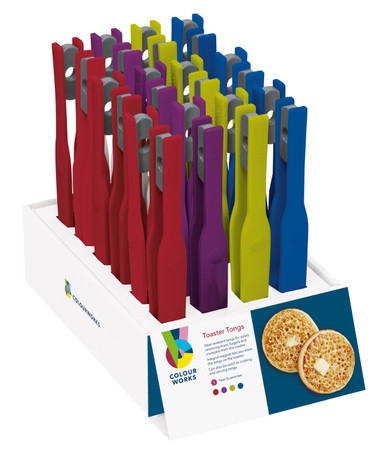 Colourworks Display of 24 Assorted Coloured Toaster Tongs - Lifetime ...