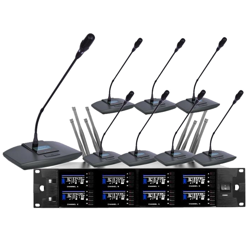 Professional 8 Channel UHF Wireless Microphone ＆ Receiver System 8 Head ...