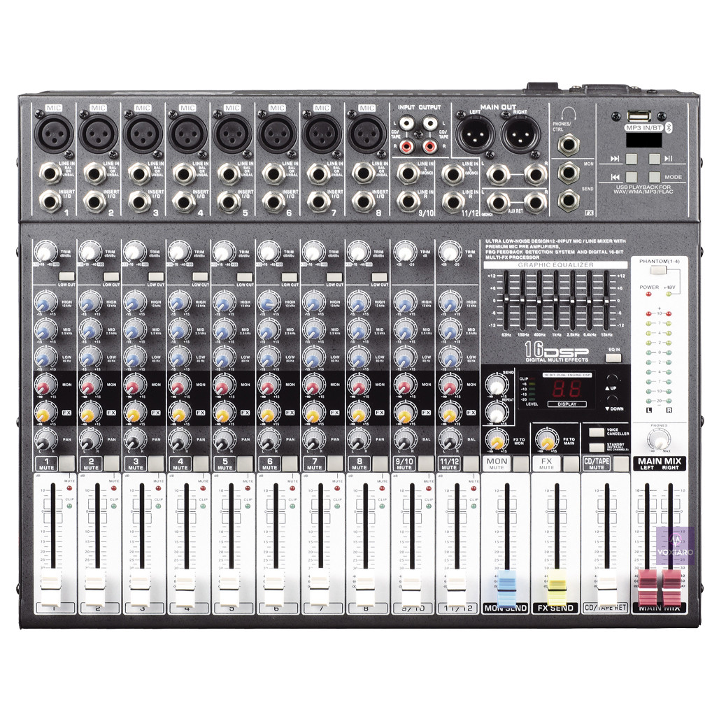 12-Channel DSP Echo Professional Mixer