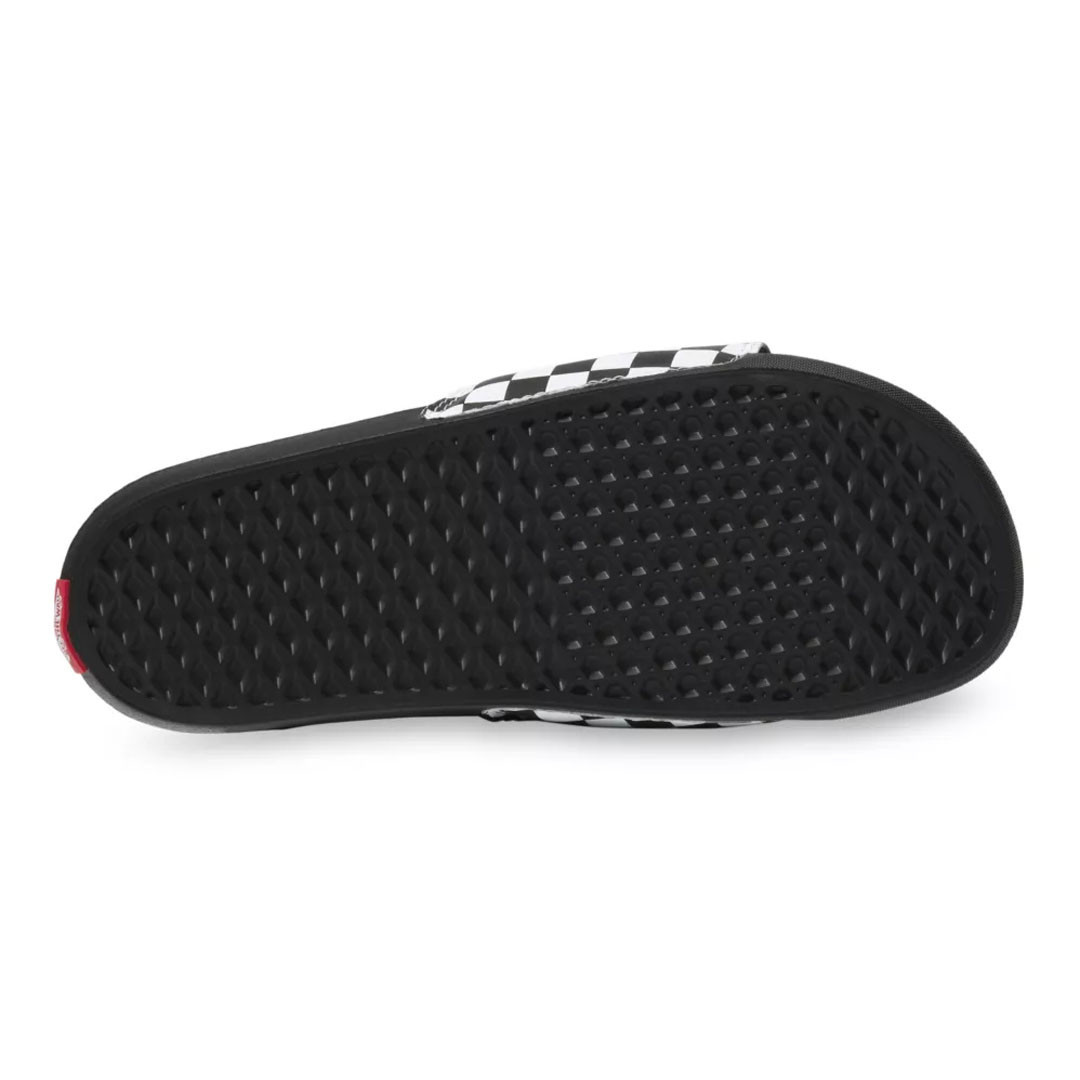 Vans Men's Checkerboard La Costa Slides - True White/ Black | TYLER'S
