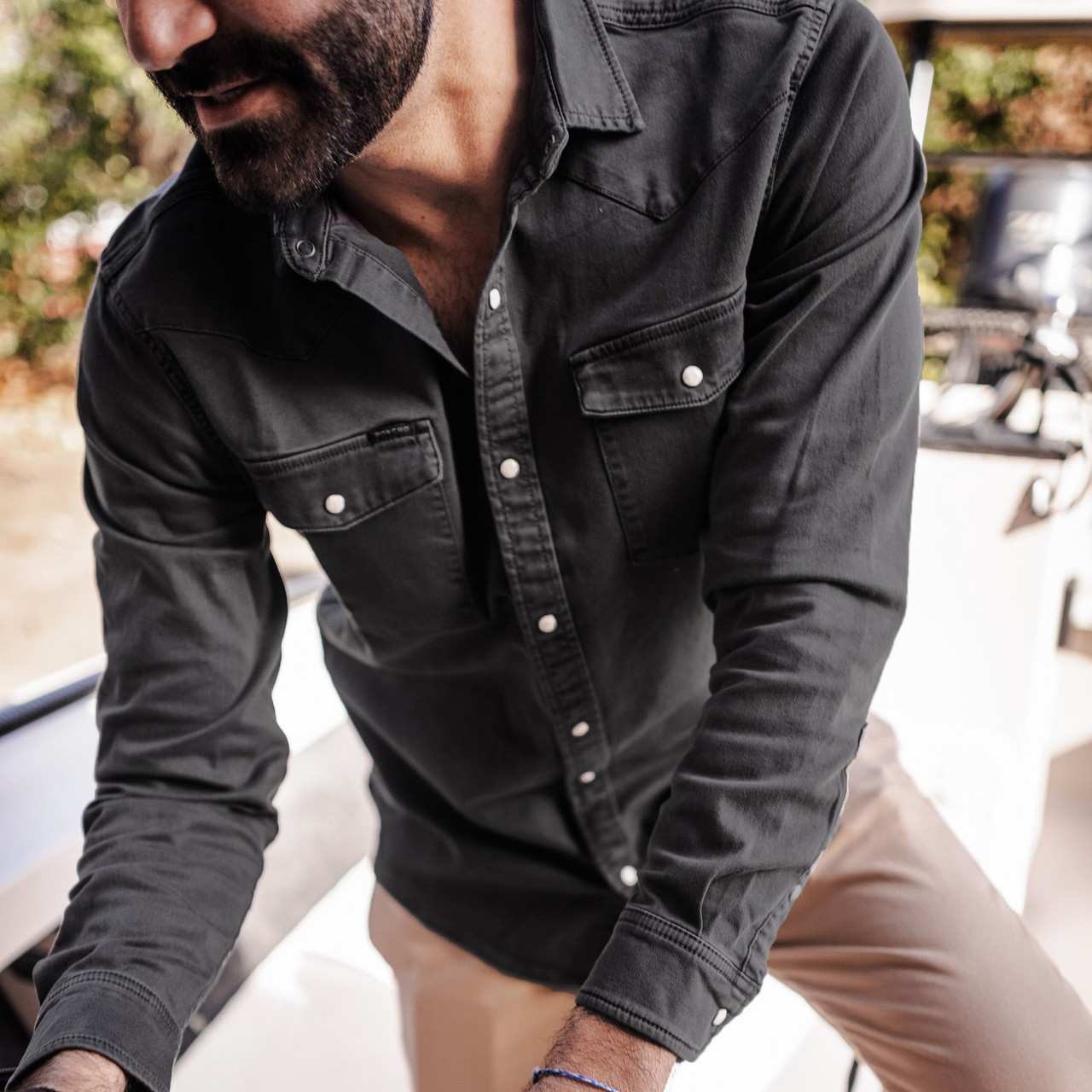 Poncho Outdoors Men's Denim Snapshirt | TYLER'S