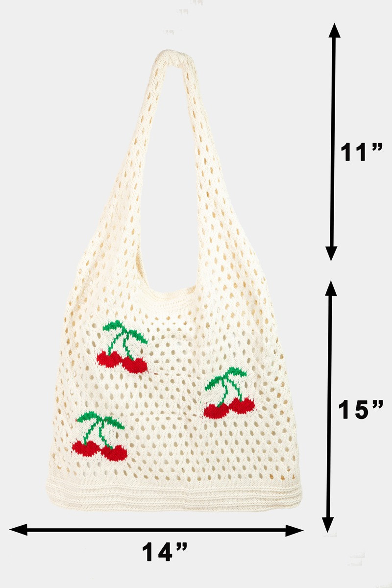 Fame Accessories Cherry Crochet Tote Bag | TYLER'S