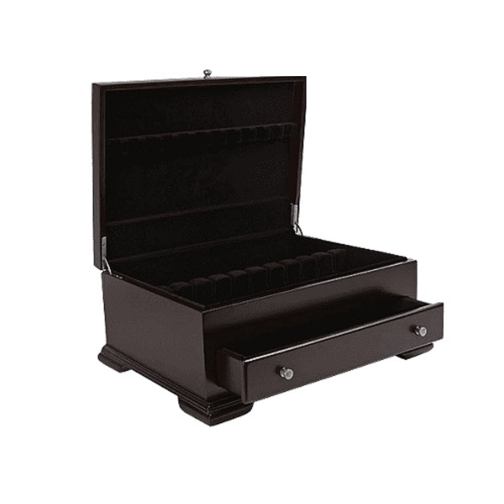 Wallace Dark Walnut Single Drawer Footed Flatware Storage Chest ...