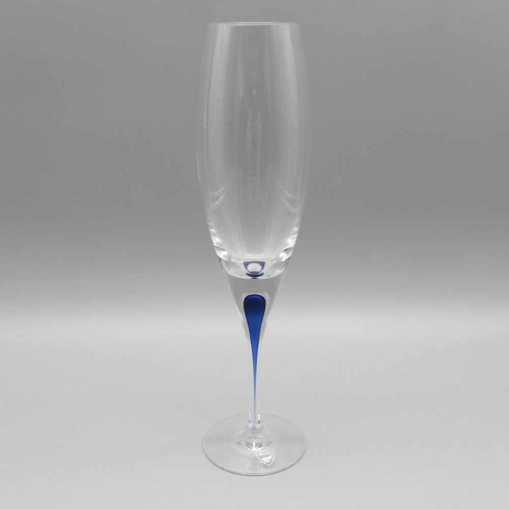 Orrefors Crystal Intermezzo Blue Flute Champagne Glass - One4Silver