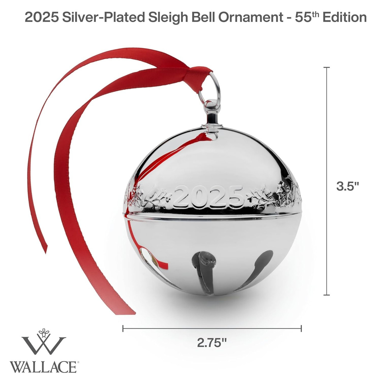 Wallace Annual Silver Plated 2025 Sleigh Bell Ornament 55th ...
