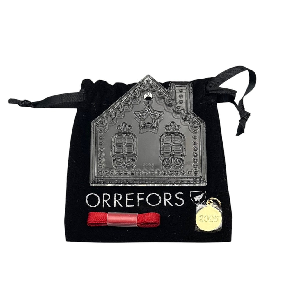 Orrefors 2025 Annual Ginger Bread House Crystal Christmas Ornament ...
