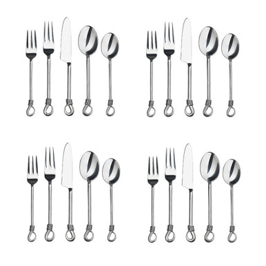 Gourmet Settings Twist 20pc. Stainless Steel Flatware Set (Service for ...