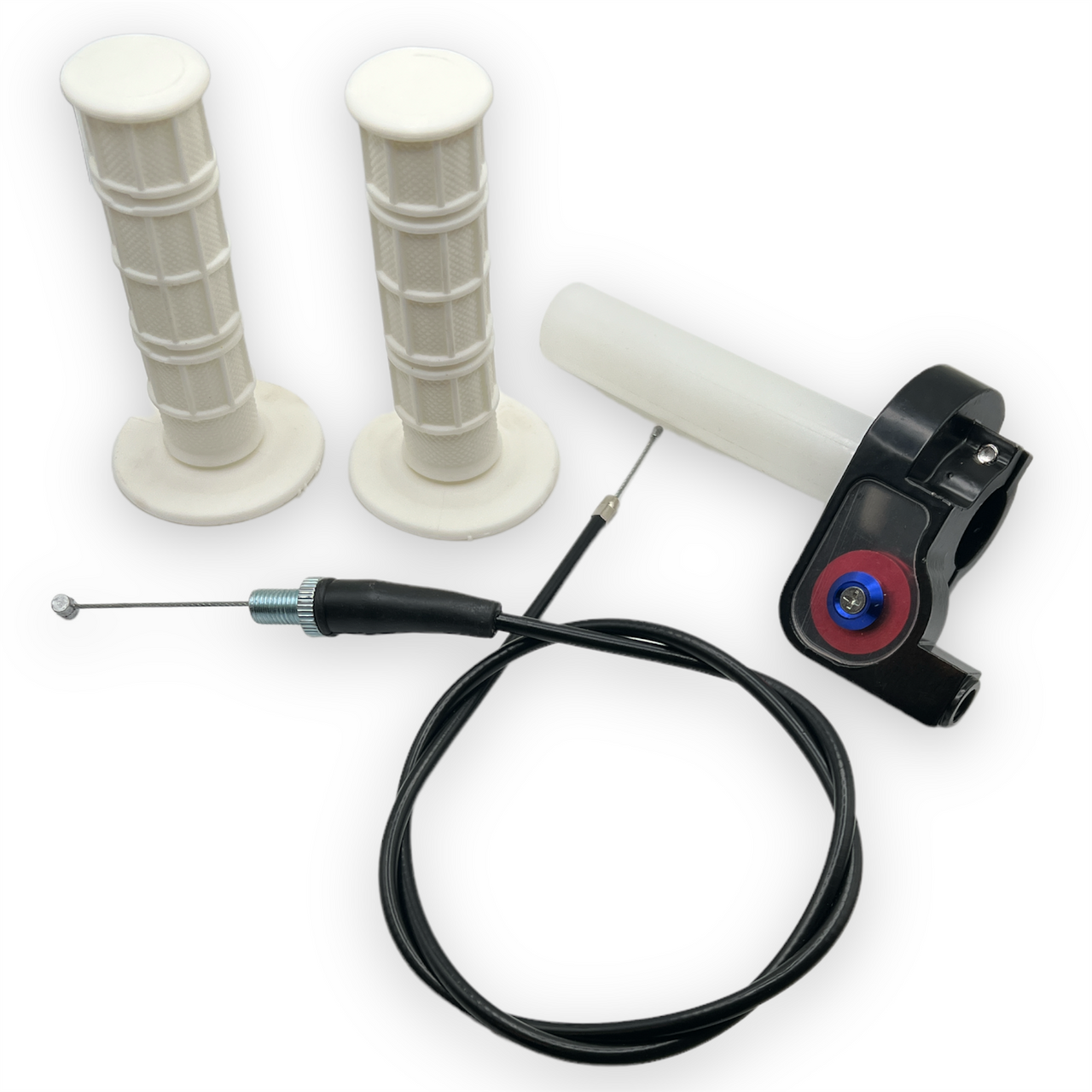White Pit BIke Quick Action Throttle Set - Red Circles Motorcycles Limited