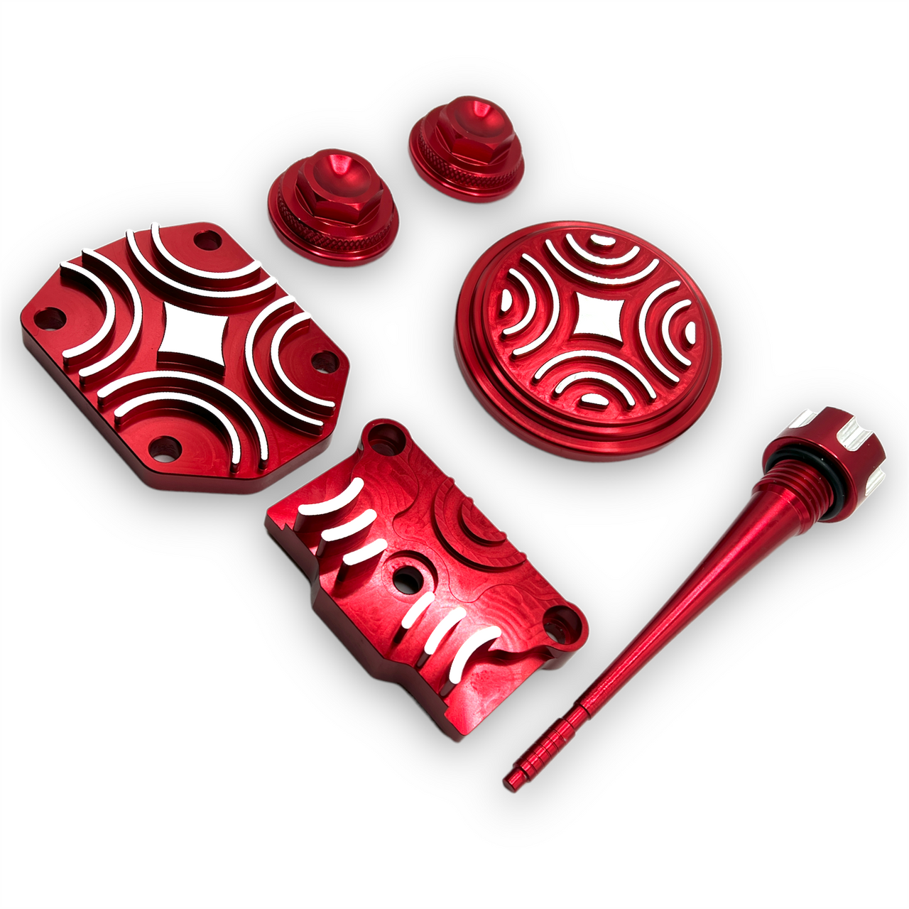 Red CNC CRF50 Pit Bike Engine Bling Kit - Red Circles Motorcycles Limited