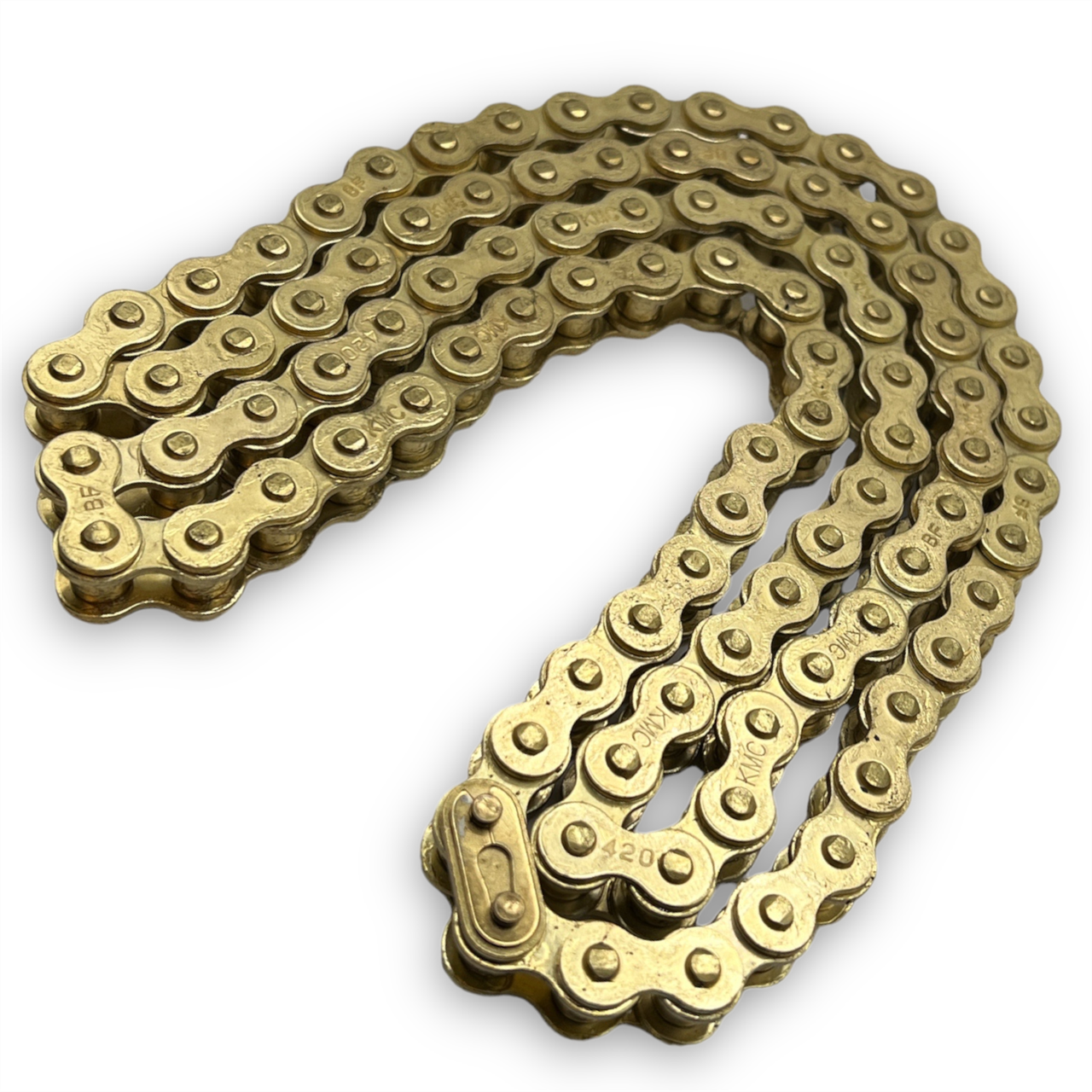 92 Link 420 Pitch KMC Gold Pit Bike Chain - Red Circles Motorcycles Limited
