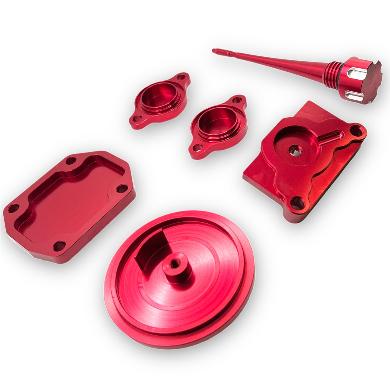Red CNC YX140 Pit Bike Engine Bling Kit - Red Circles Motorcycles Limited