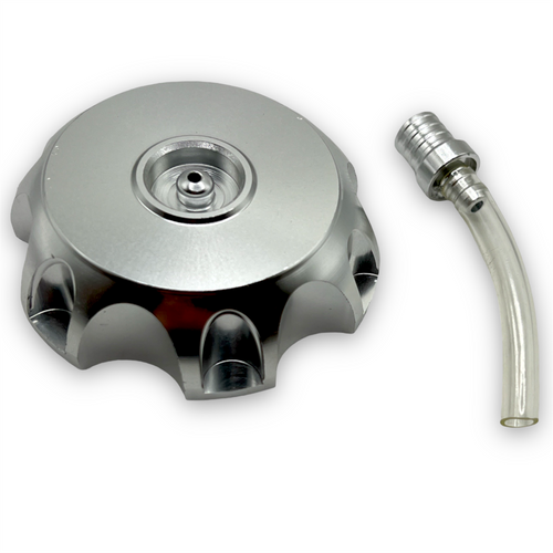 Silver CNC Pit Bike Fuel Cap - Red Circles Motorcycles Limited