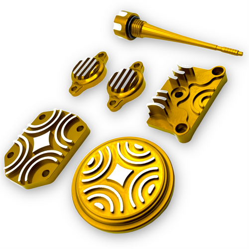 Gold CNC YX140 Pit Bike Engine Bling Kit - Red Circles Motorcycles Limited