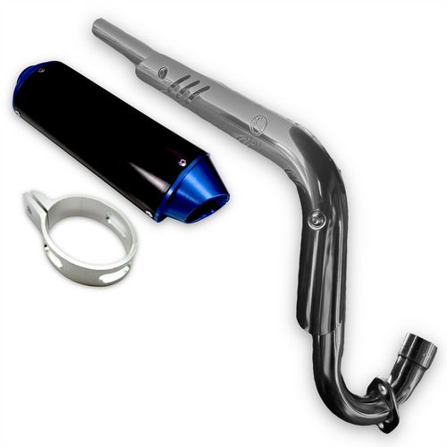 Blue CRF70 Pit Bike Exhaust System - Red Circles Motorcycles Limited