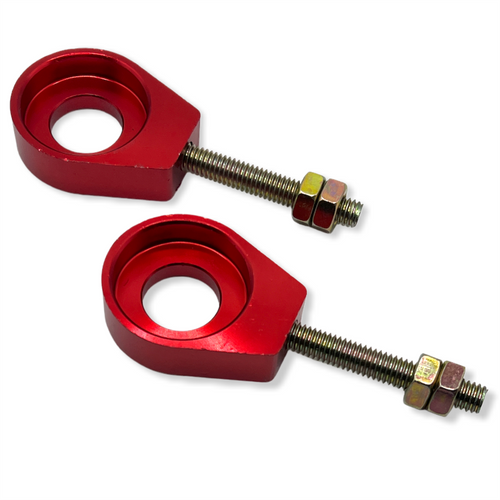 Red 15mm Eyelet Pit Bike Chain Tensioners - Red Circles Motorcycles Limited