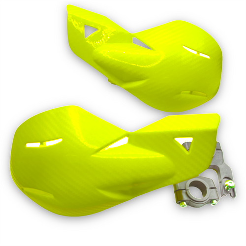 Flo Yellow Pit Bike Hand Guards - Red Circles Motorcycles Limited