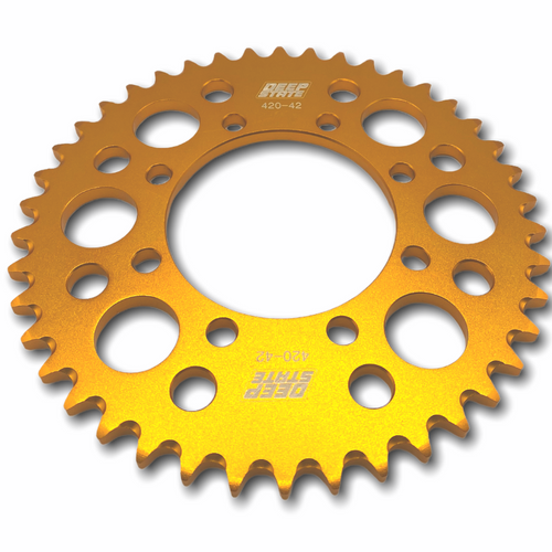 DEEP STATE 42 tooth 420 rear sprocket - Gold - Red Circles Motorcycles ...