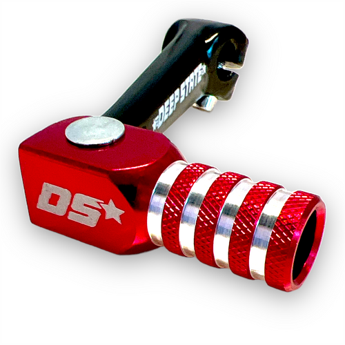 Red DEEP STATE Shorty Pit Bike Gear Lever - Red Circles Motorcycles Limited