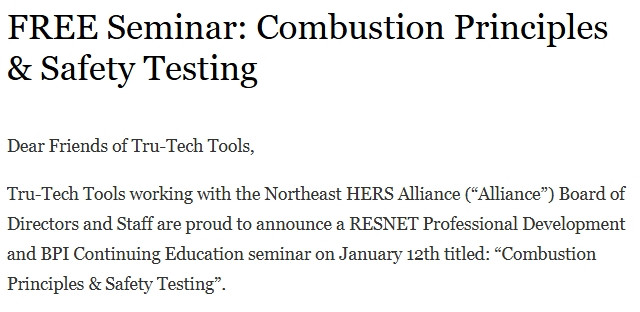 FREE Seminar: Combustion Principles & Safety Testing - TruTech Tools, Ltd.