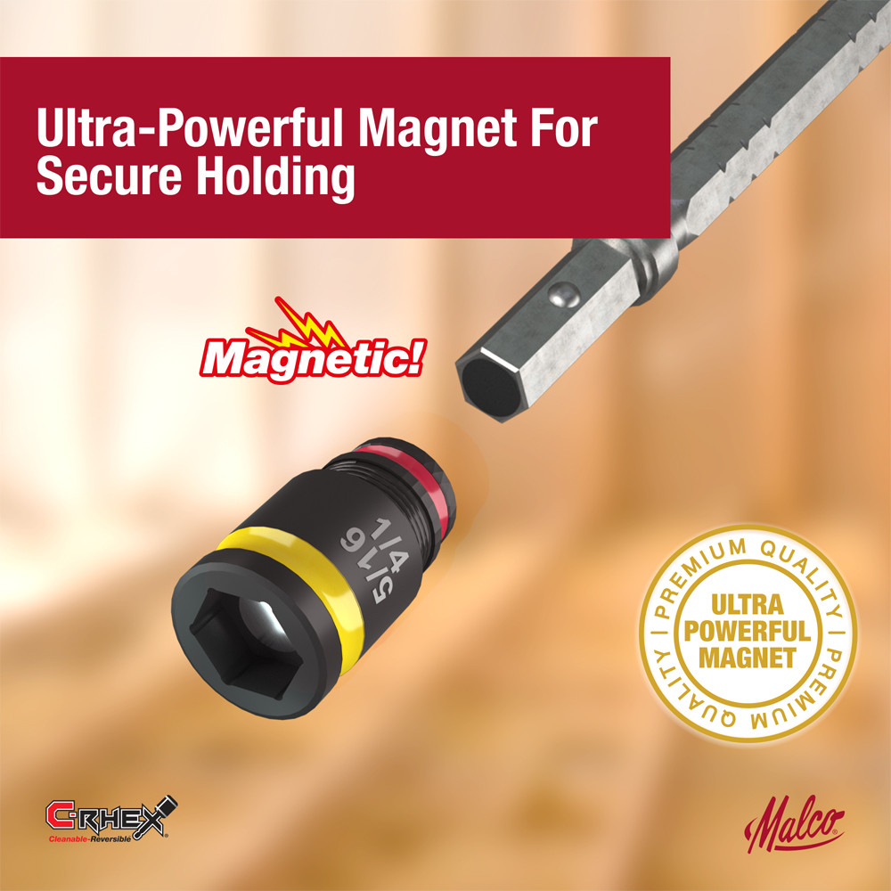 Malco MTS2 7-in-1 C-RHEX Flip Bit Hex Sockets Square (Robertson) Shaft
