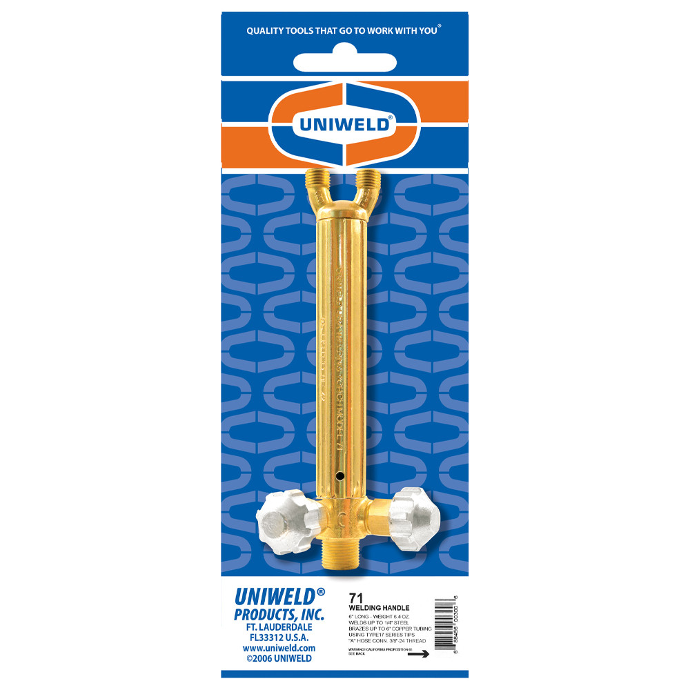 Uniweld 71 Brass Welding Handle 6" with Front Valves for "A" Hose ...