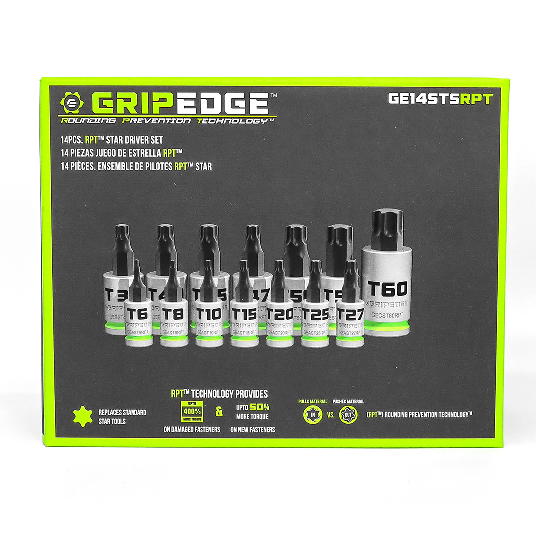 GripEdge 14-PC RPT Star Bit Socket Driver Set - TruTech Tools, Ltd.