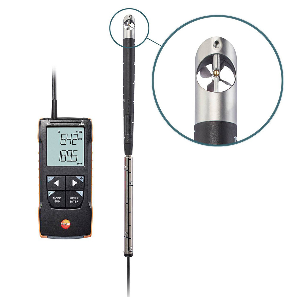 Testo 416 Digital .63 Inch Vane Anemometer with Smart App Connection