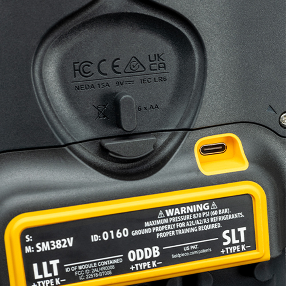 Fieldpiece SM382V 3-Port Digital Refrigerant Manifold A2L Compatible