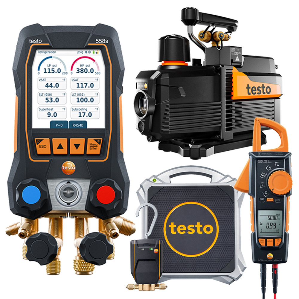 Testo Smart App Kit for Cooling and AC/R with 558s Manifold, 565i ...