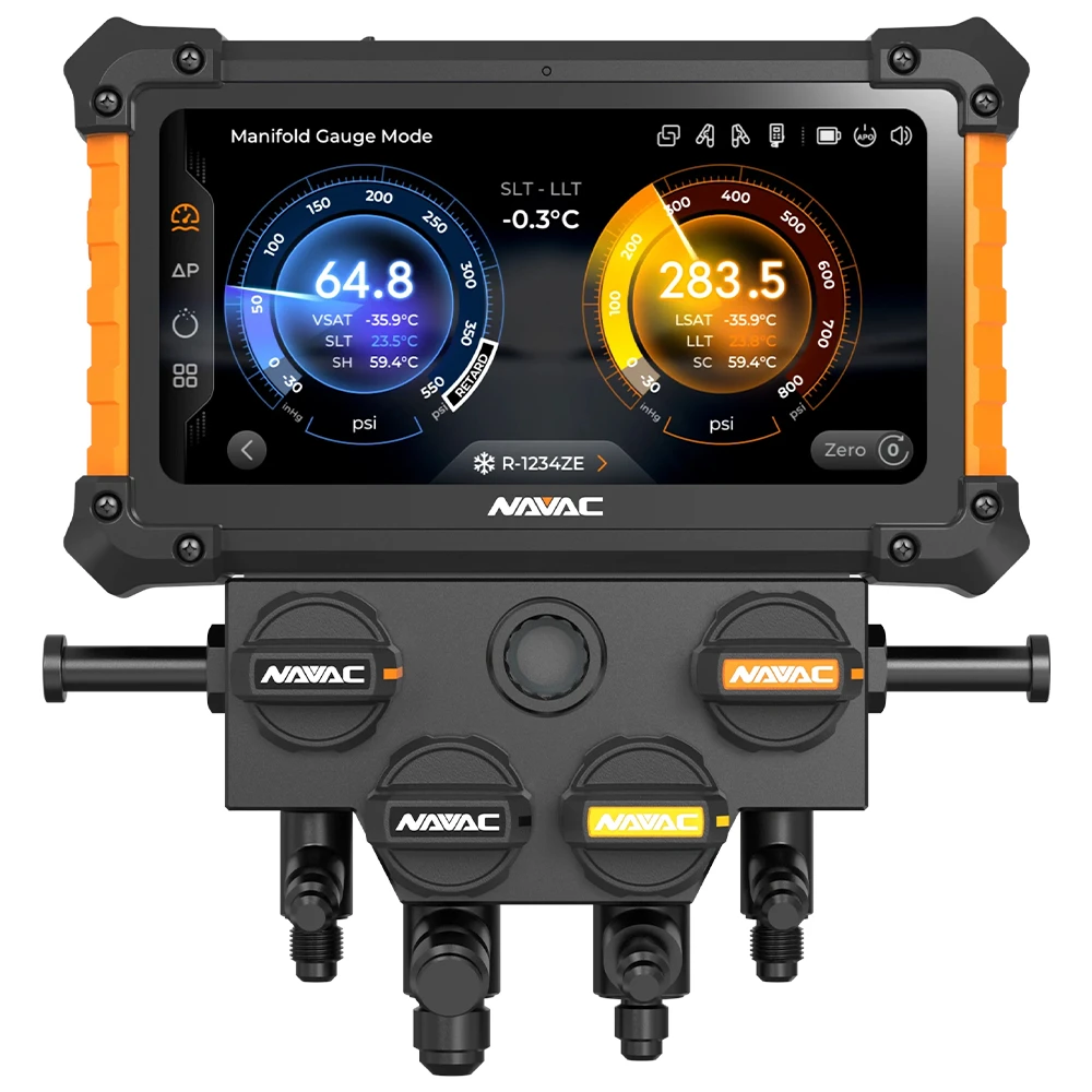 NAVAC NX4GV NEXUS 2 Digital Manifold Gauge, 4 Valve with NMV1S Micron Gauge