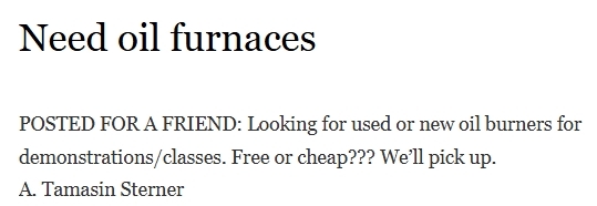 Need oil furnaces - TruTech Tools, Ltd.
