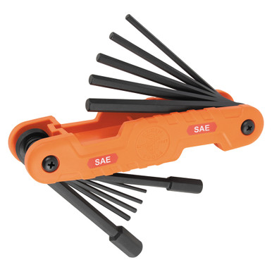 Klein Tools 70550 Pro Folding Hex Key Set, 11 SAE Sizes